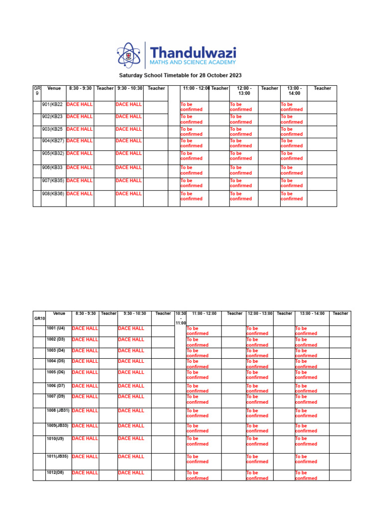 28 October 2023 TSS Timetable | PDF | Chess Theory | Chess Openings