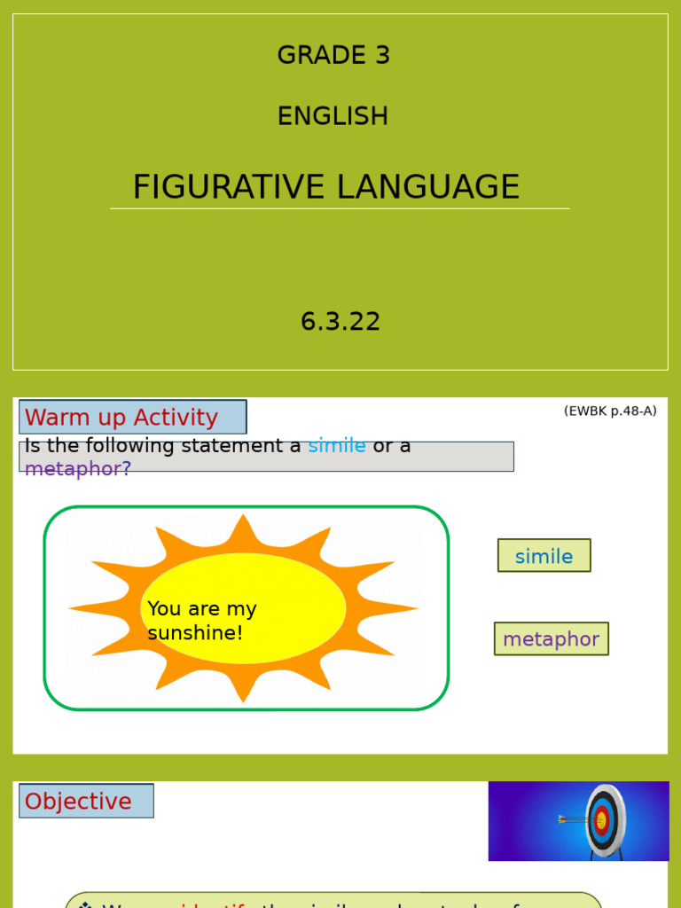 1-GR3-PPT-FIGURATIVE LANGUAGE-6-3-22 | PDF | Metaphor | Semiotics