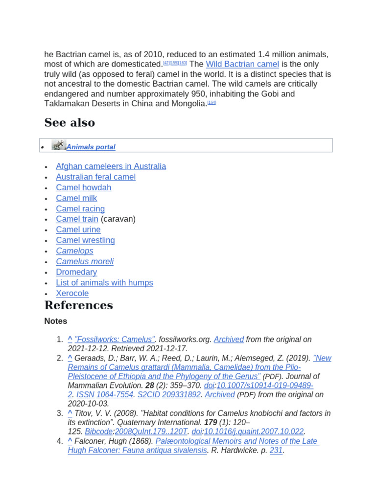 Xerocole Adaptations of Bactrian Camels | PDF | Camel | Domesticated ...