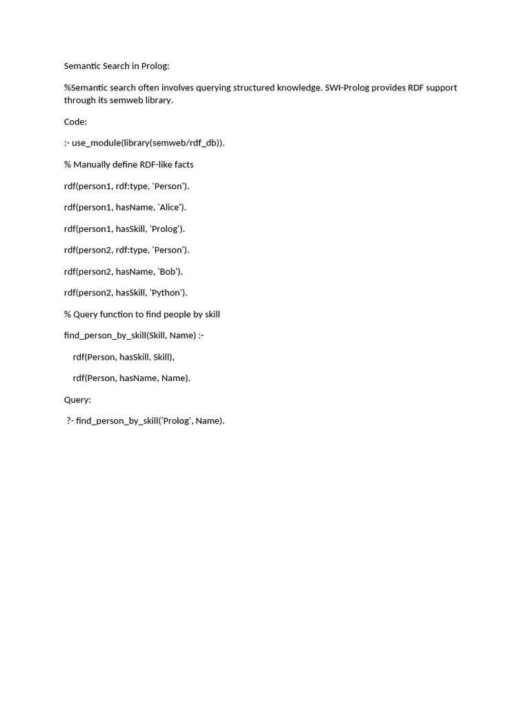 Semantic Search in Prolog | PDF