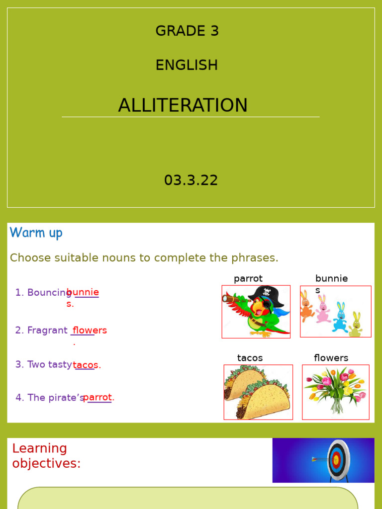 5-GR3-ENG-PPT-ALLITRATION 3.3.22 | PDF | French Fries | Linguistics