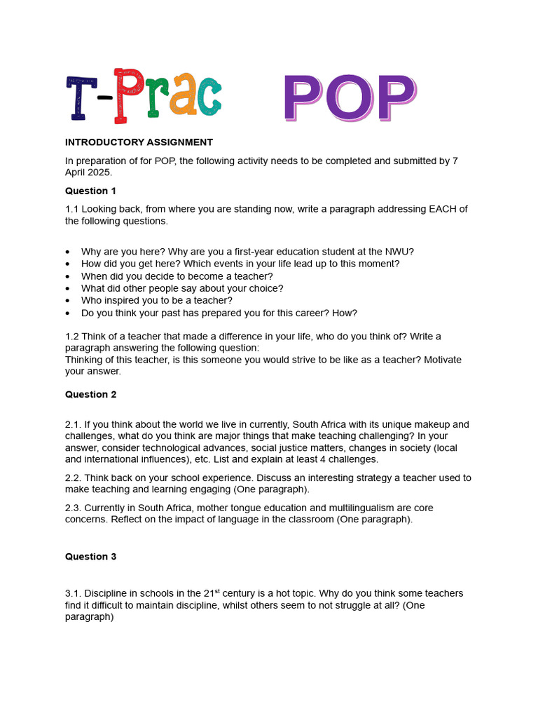 NWU Assignment Cover Page Instructions | PDF