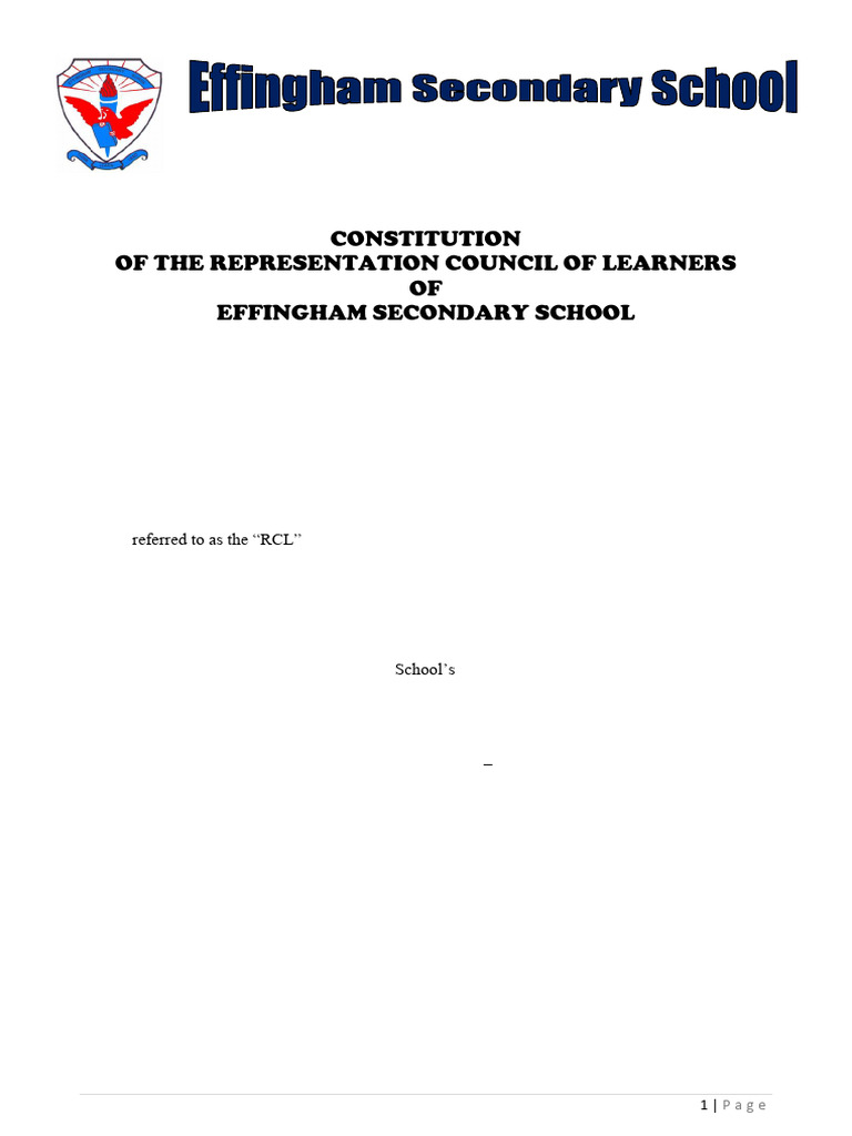 Constitution of The Representative Council of Learners of Effingham SS ...