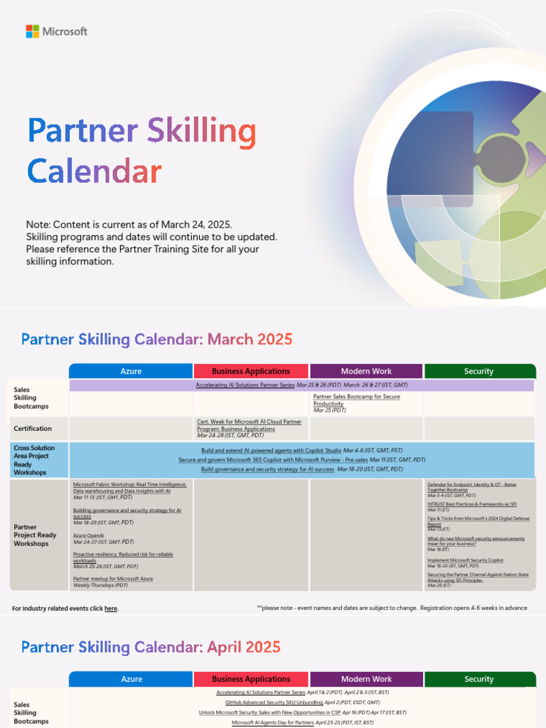 Microsoft Partner Skilling Calendar - Mar 24 2025 | PDF | Microsoft ...