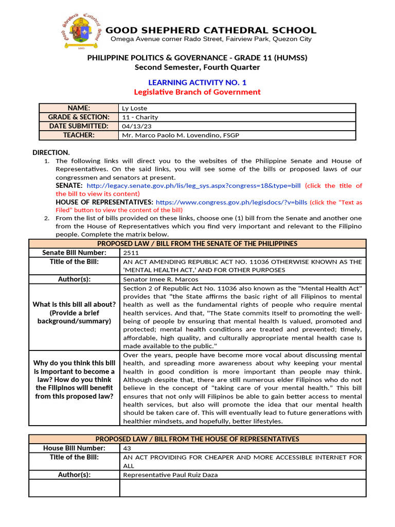 POLGOV - Activity No. 1 (4th Quarter) | PDF