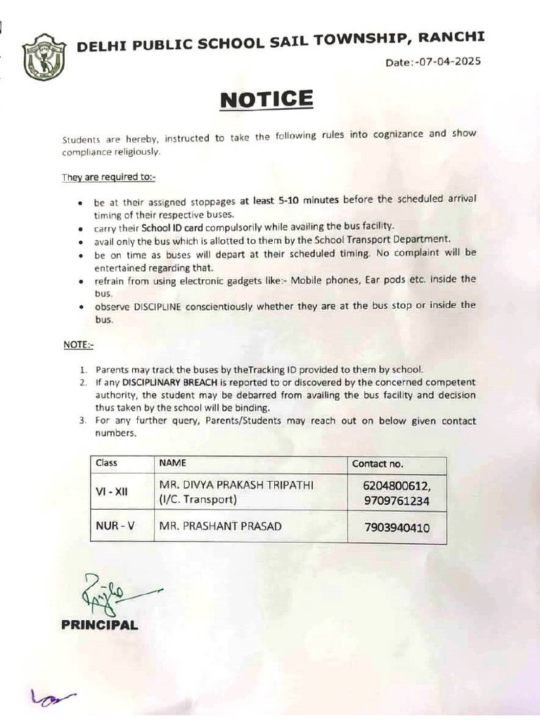 VI - XII Bus Route Chart w.e.f 07-04-2025 | PDF