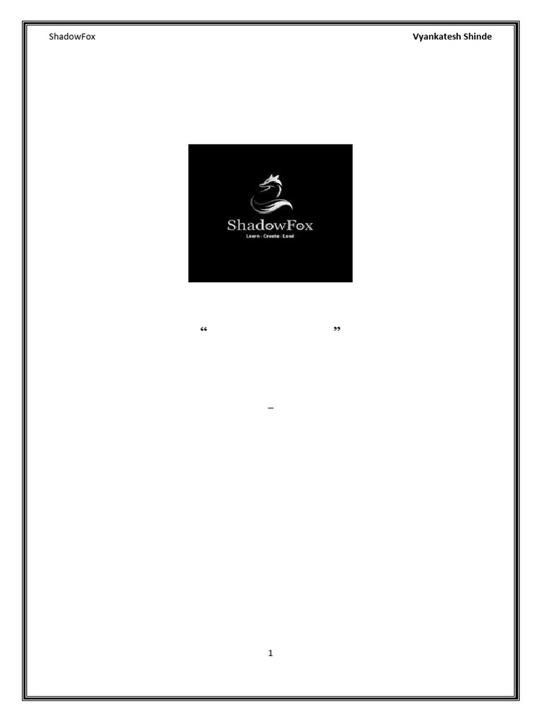 ShadowFox Cybersecurity Internship Report | PDF | Penetration Test ...