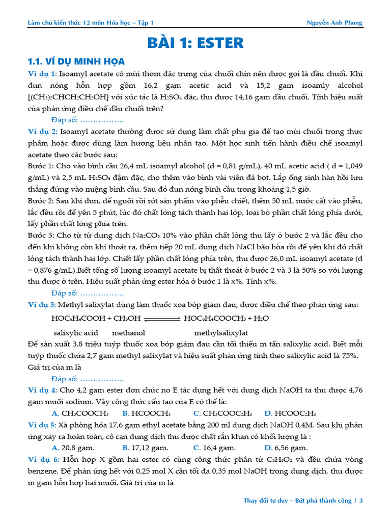 Bài 1 - Ester | PDF