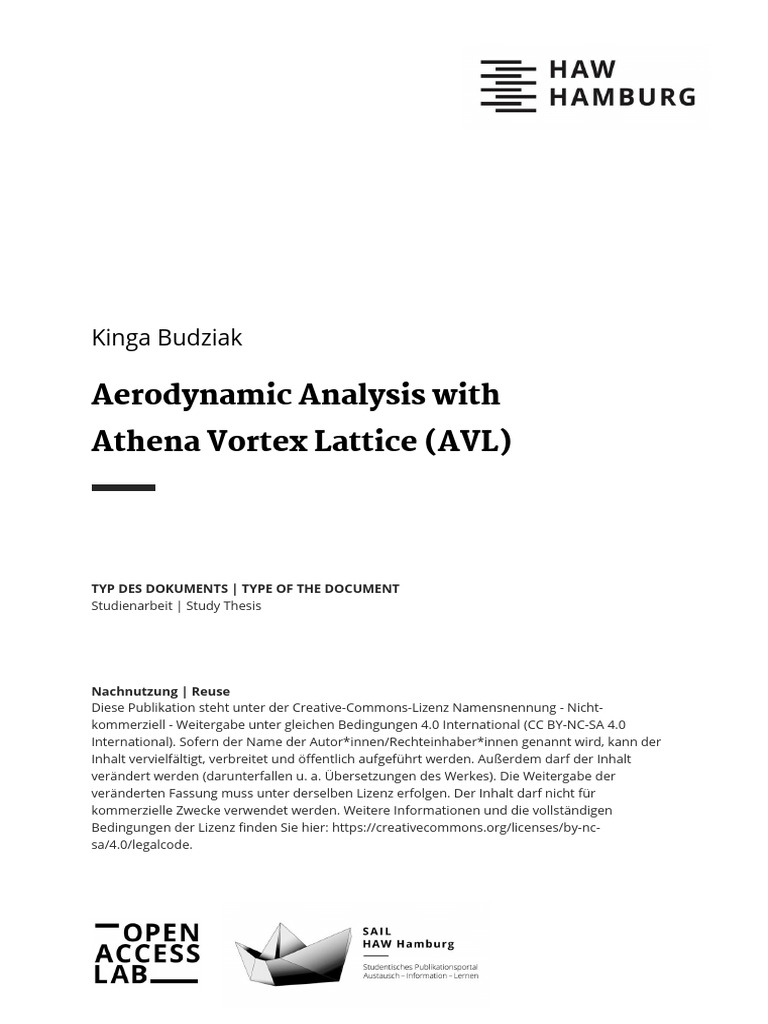 Aerodynamic Analysis with Athena Vortex Lattice (AVL) | PDF | Lift (Force) | Vortices