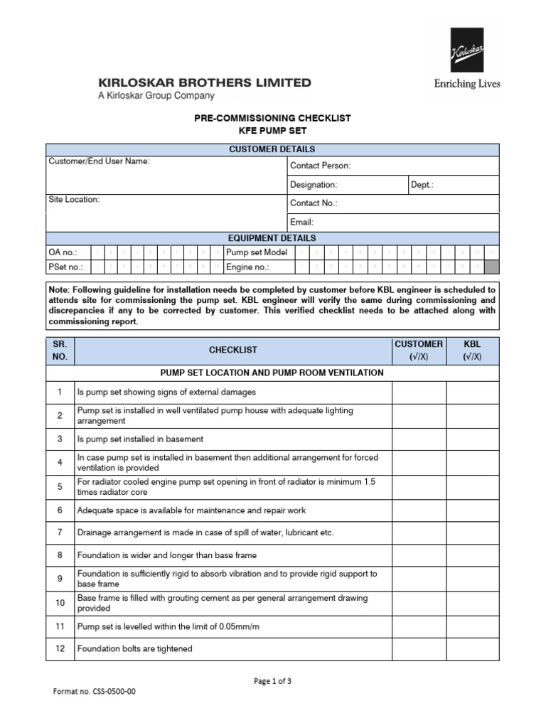 Kfe Engine Pre Commissioning | PDF | Pipe (Fluid Conveyance) | Pump