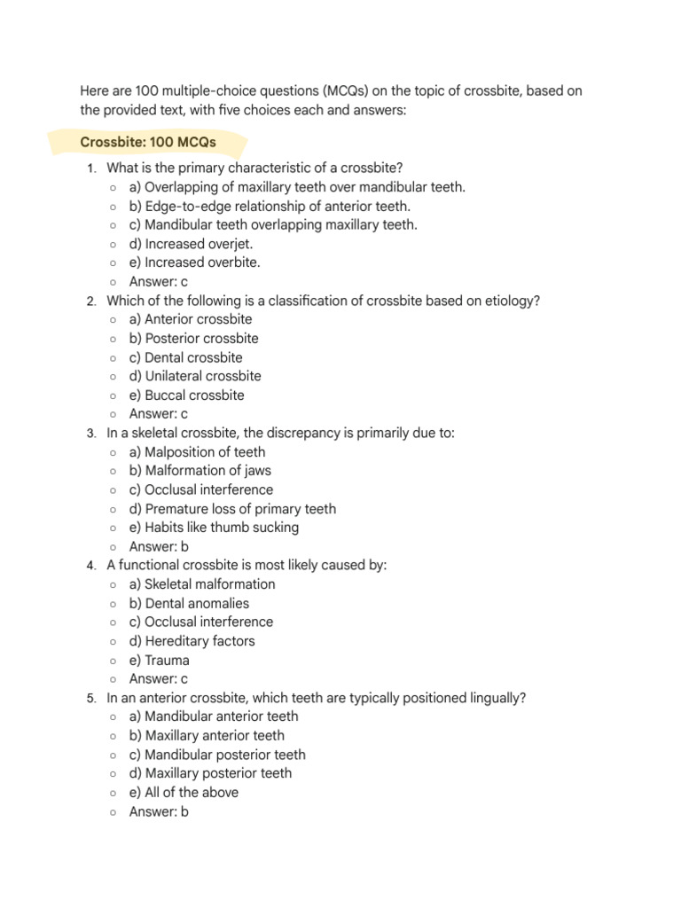 Ortho Mcqs | PDF | Dental Anatomy | Human Tooth