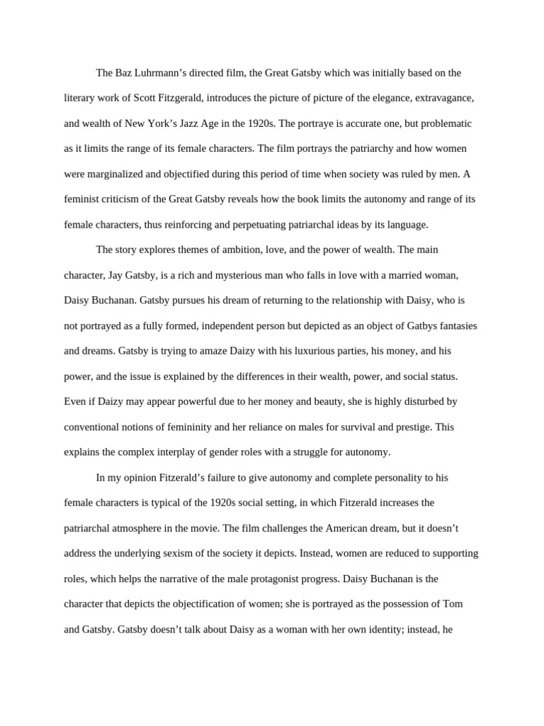 The Film The Great Gatsby Which Was Initially Based On The Literary ...
