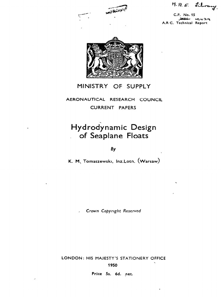 Hydrodynamic Design of Seaplane Floats | PDF | Buoyancy | Curvature