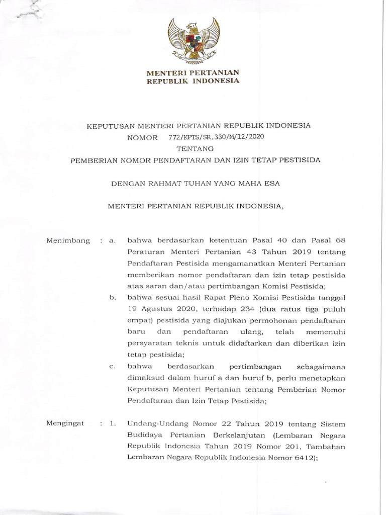 SK Mentan Lindomin 2020 (2020-03des2025) | PDF