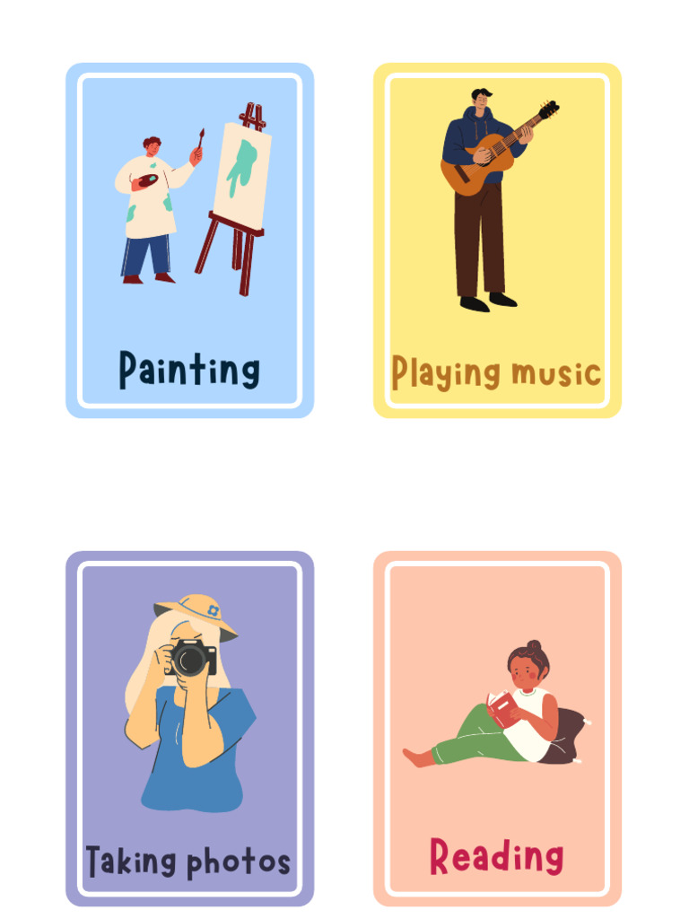 Colorful Hobbies Flashcards Recurso de EFL | PDF