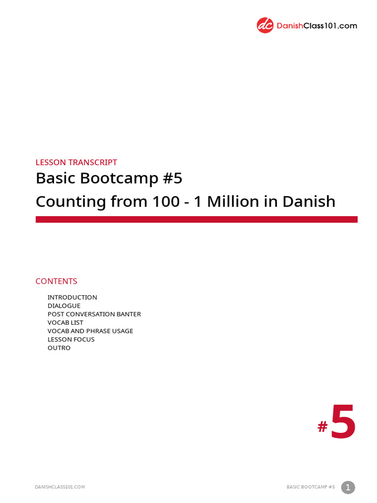 Counting Danish Numbers 100-1M | PDF | Human Communication | Languages