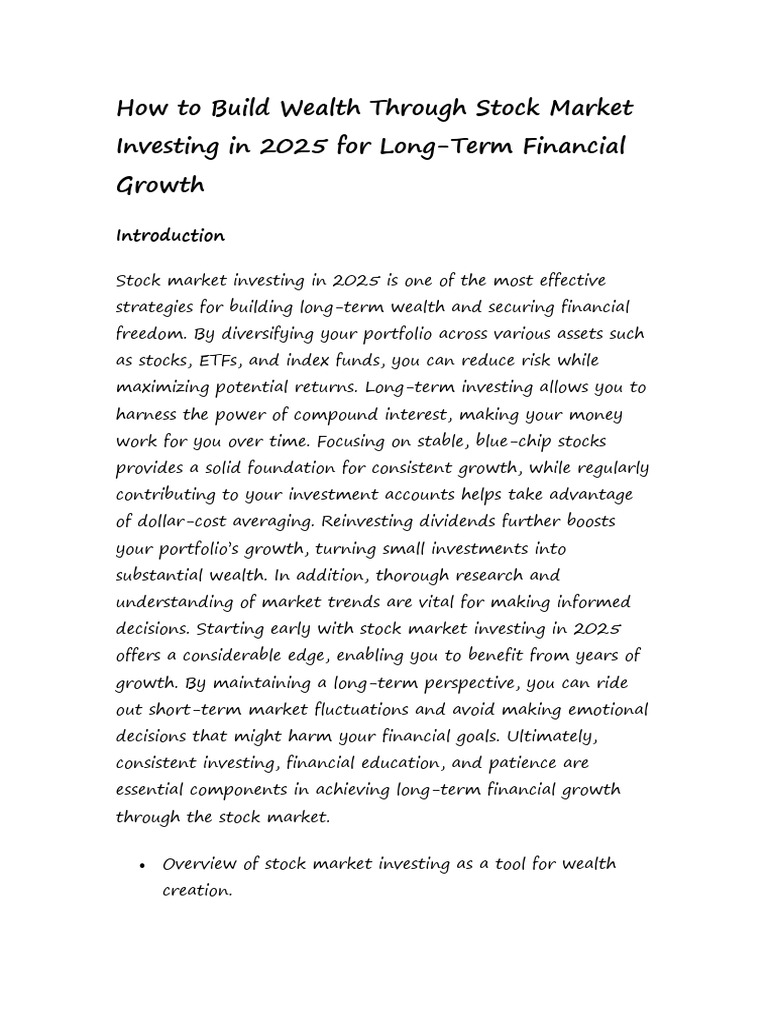 How To Build Wealth Through Stock Market Investing in 2025 | PDF ...