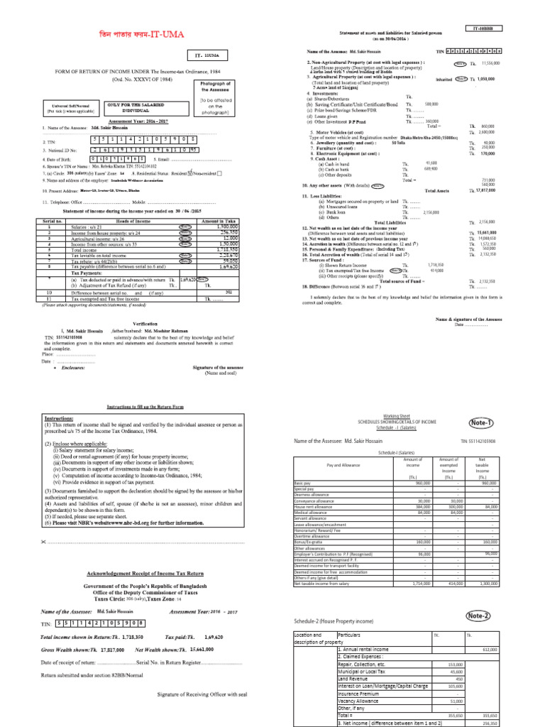Sample Income Tex Return | PDF | Taxes | Dividend