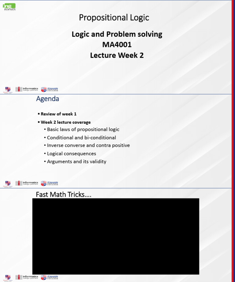 MA400NI WK02 L Propositional Logic (Continued) | PDF | Logic | Logical Consequence