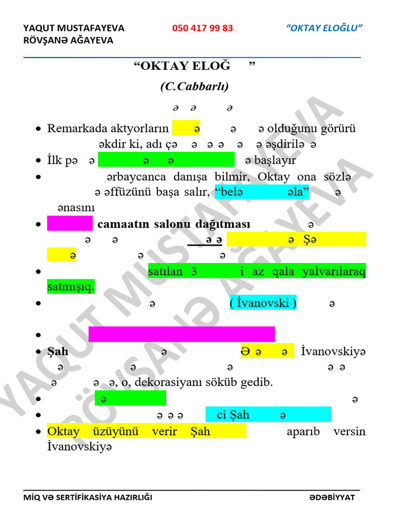 Oktay Eloglu Qeydler. Qizil Qeydler Edebiyyat | PDF