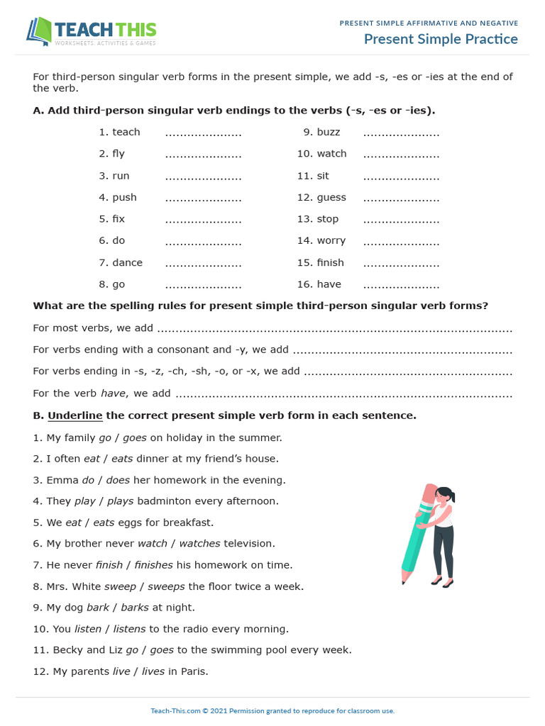 Present Simple Verb Forms Guide | PDF | Language Mechanics | Language ...