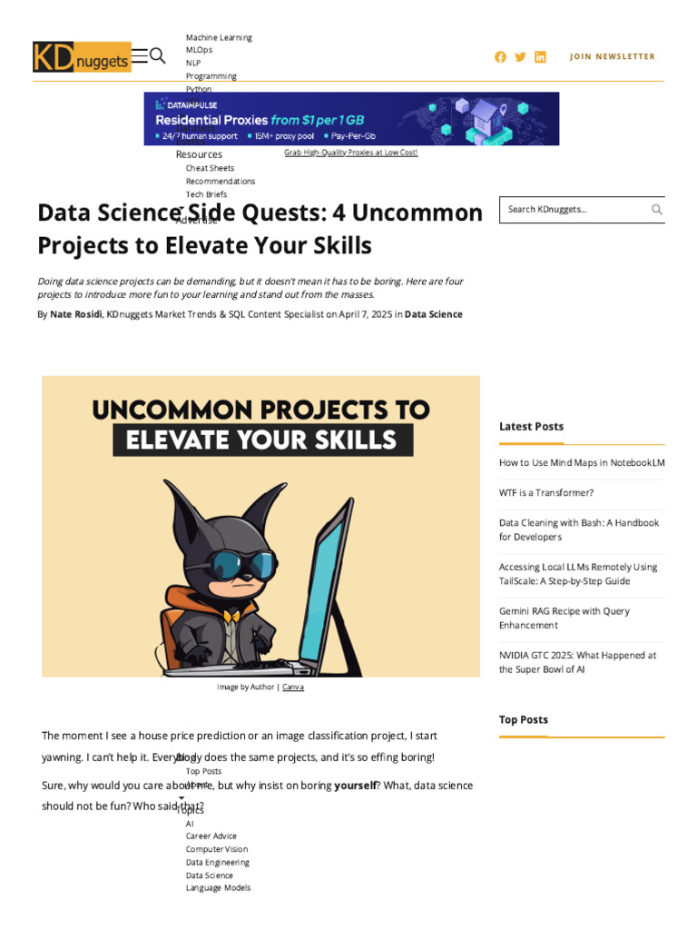 Data Science Side Quests - 4 Uncommon Projects To Elevate Your Skills ...