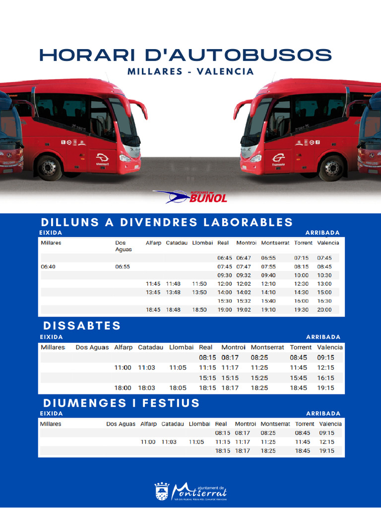 Horario Autobuses Bunol | PDF