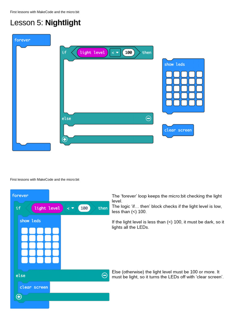 Nightlight Project with micro:bit | PDF