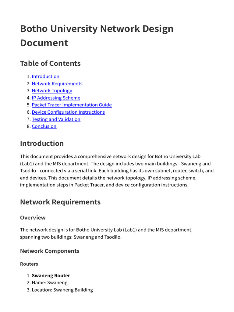 Complete Network Design Document | PDF | Ip Address | Router (Computing)