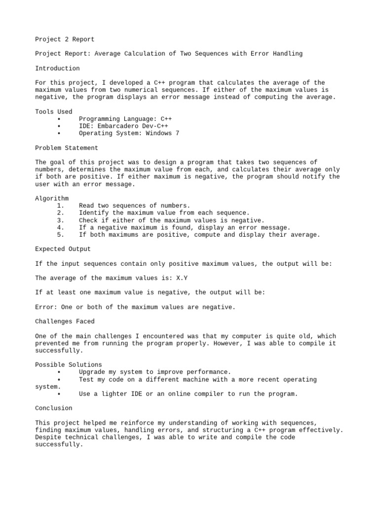 C Program 2 Report | PDF