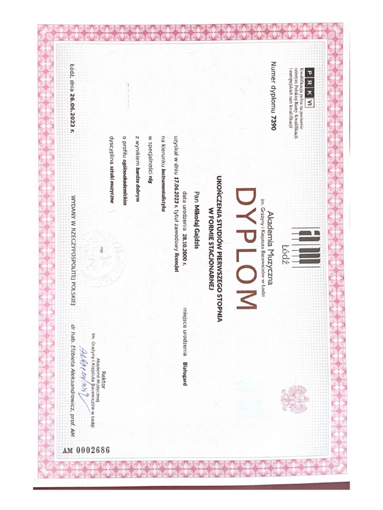 Dyplom Ukończenia Studiów | PDF