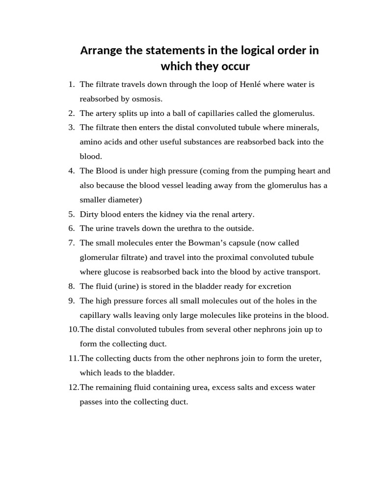 Arrange the statements in the logical order in which they occur | PDF