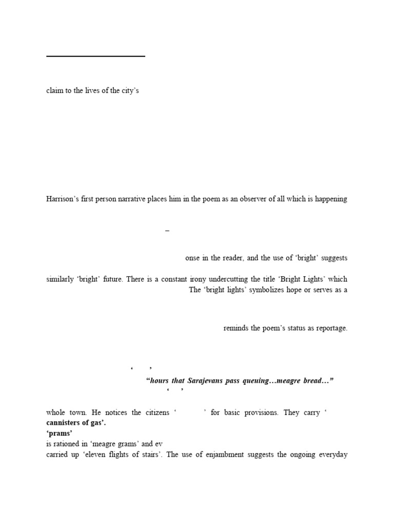 The Bright Lights of Sarajevo - Final | PDF | Poetry | Poetics