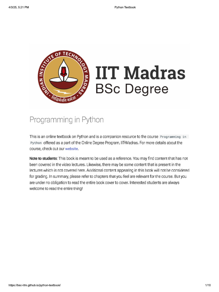 Madras Python Index | PDF