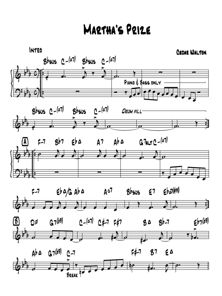 Martha's Prize - Cedar Walton Full Score | PDF