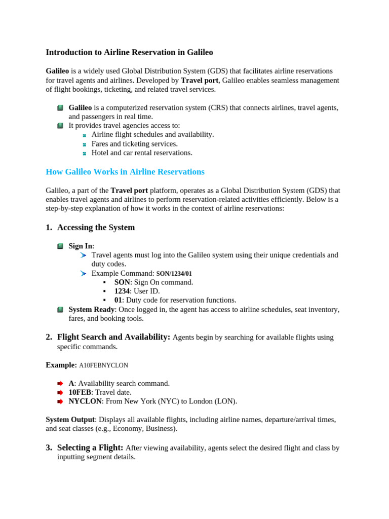 Introduction To Airline Reservation in Galileo New Edition | PDF | Graphical User Interfaces ...
