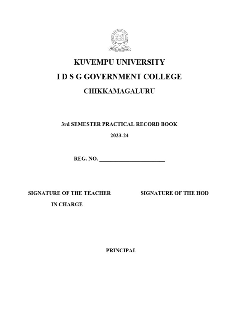 2nd Year Practical Front Page | PDF