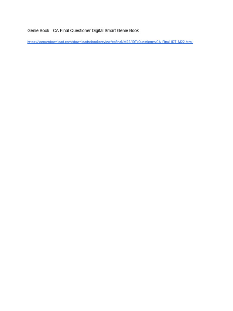 CA Final Smart Genie Book | PDF