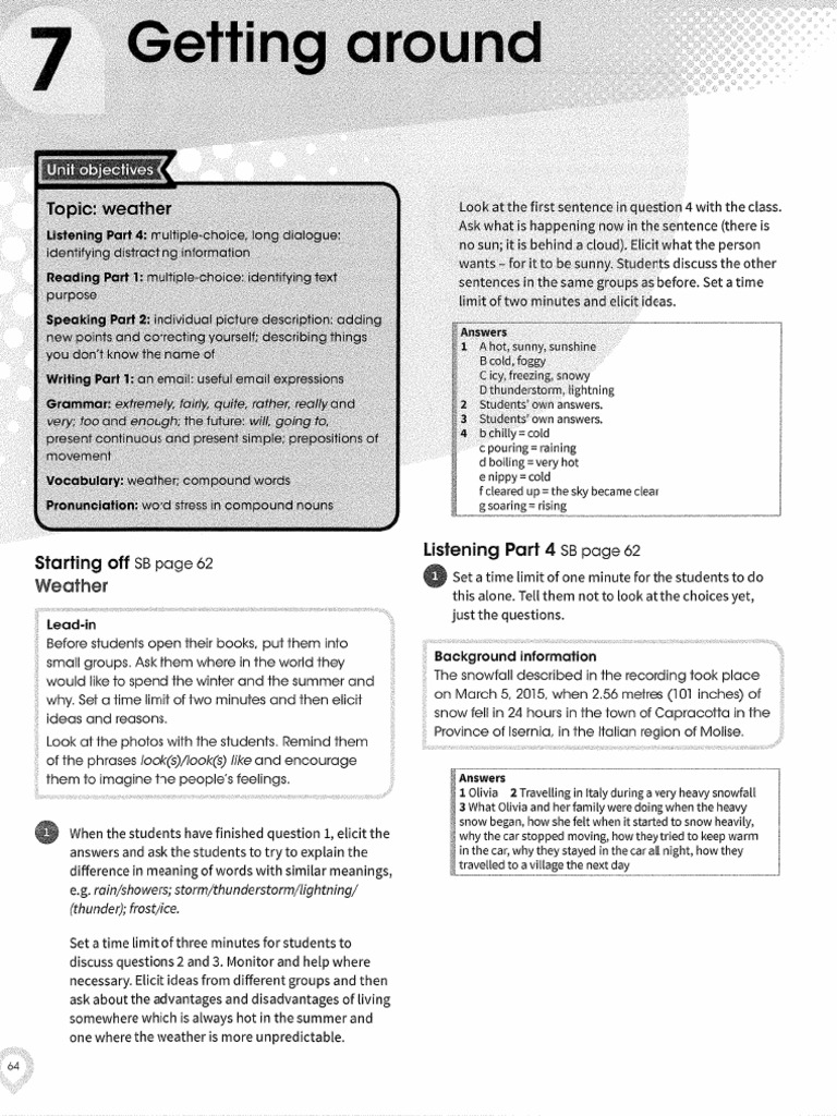 Level 2 - SB Unit 7 Keys | PDF