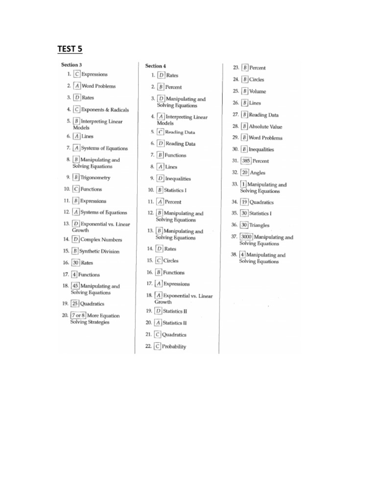 5 Practice Test 5 Answers | PDF