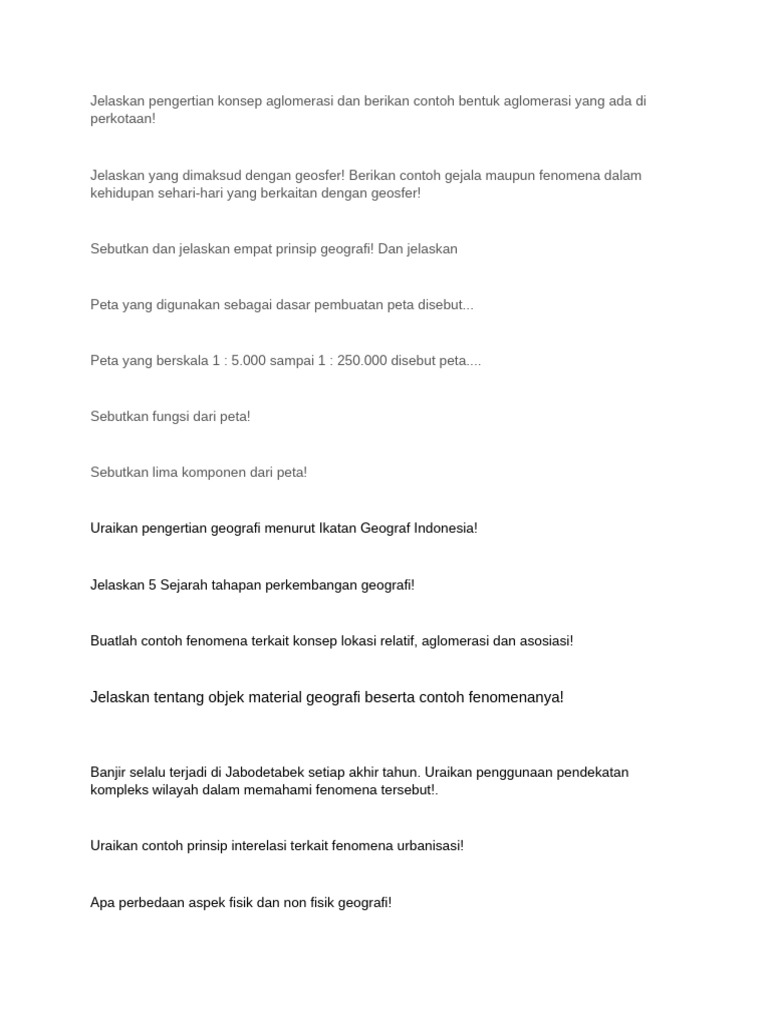 Jelaskan Pengertian Konsep Aglomerasi Dan Berikan Contoh Bentuk ...