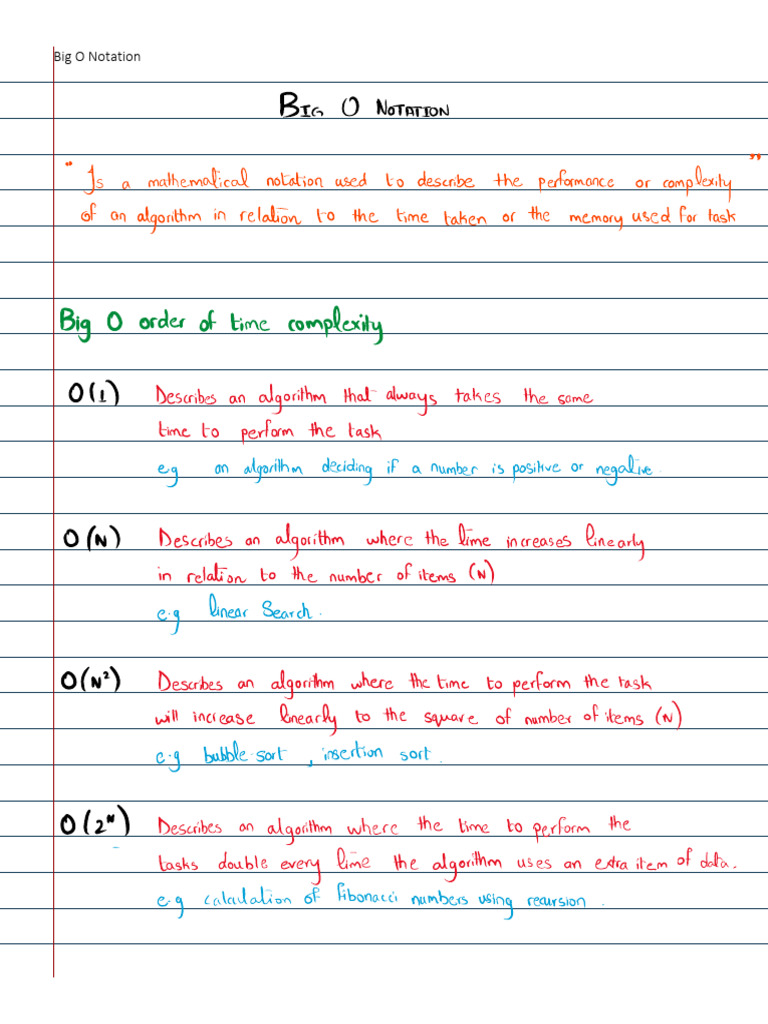 Big O Notation (D) | PDF