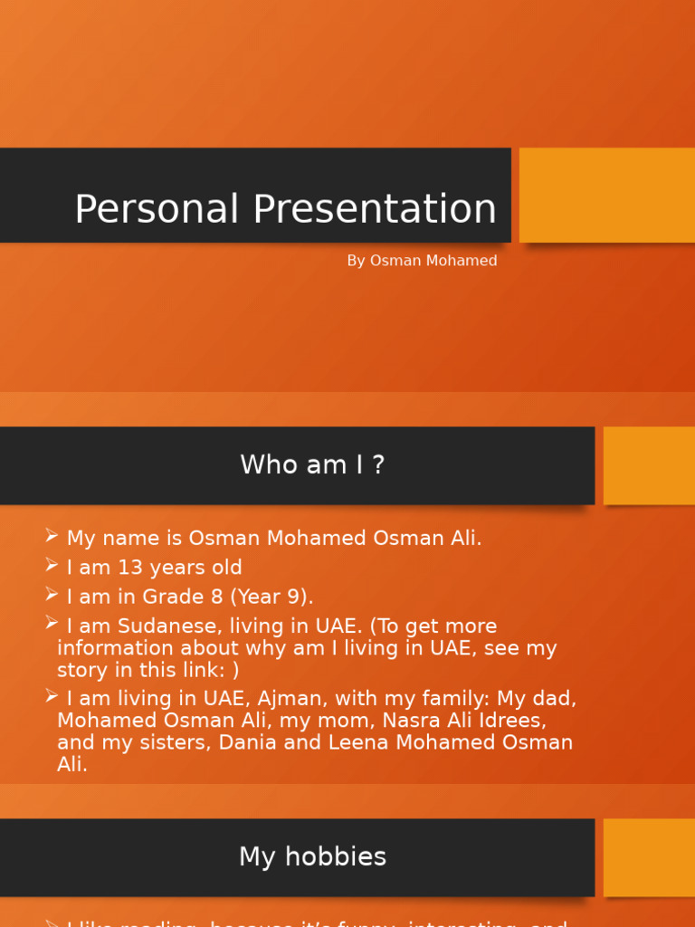 Personal Presentation of Osman Mohamed | PDF