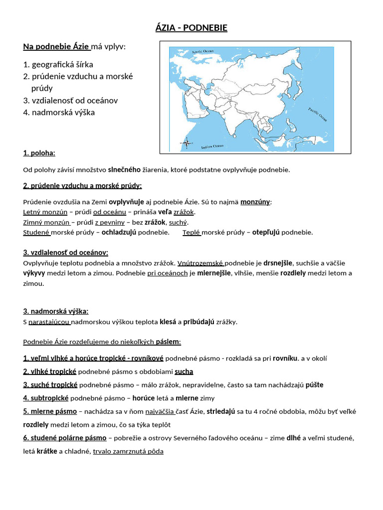 Podnebie Ázie - pozn. | PDF