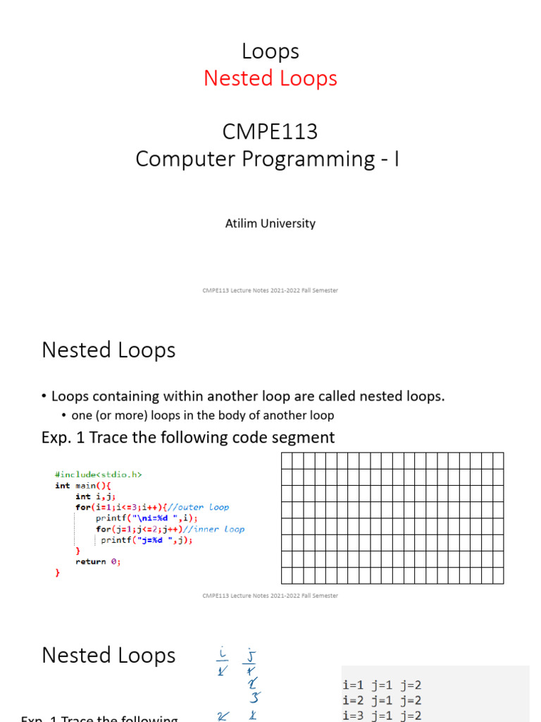 CMPE113 - Lecture 11 - Nested - Loops | PDF | Computer Science | Software Engineering