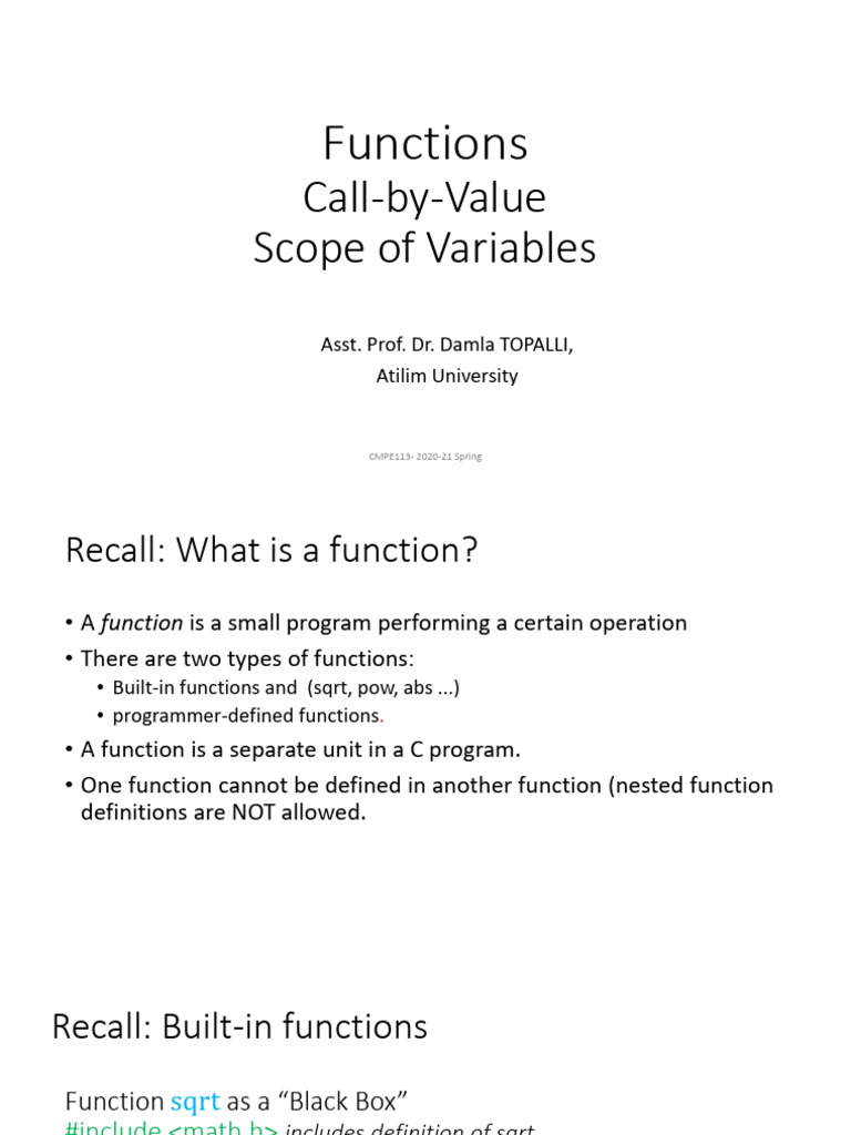 Week13 Functions Call By Value Pdf Parameter Computer Programming Computing