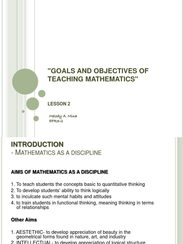 Goals and Objectives of Teaching Mathematics | PDF | Geometry ...