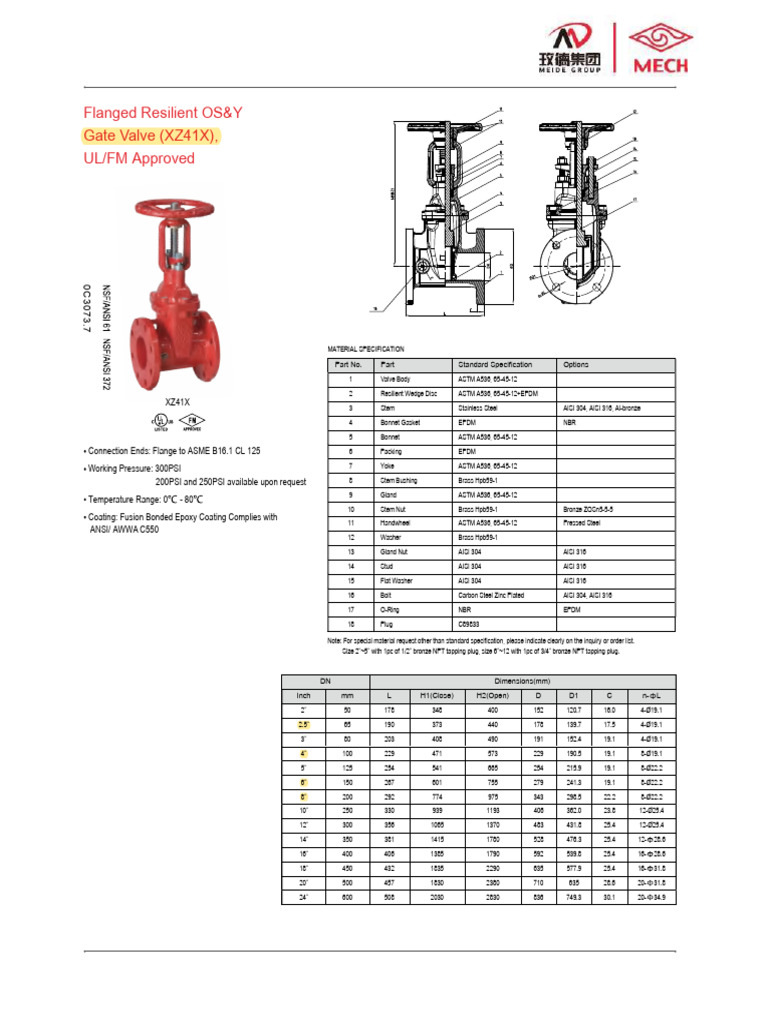 Mech Gate Valve Specifications Catalogue | PDF | Valve | Plumbing