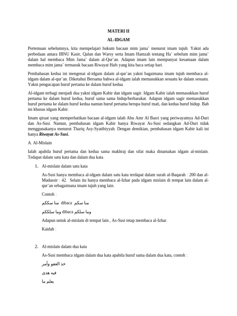 MATERI II Kaidah Qiraat Sab'ah | PDF