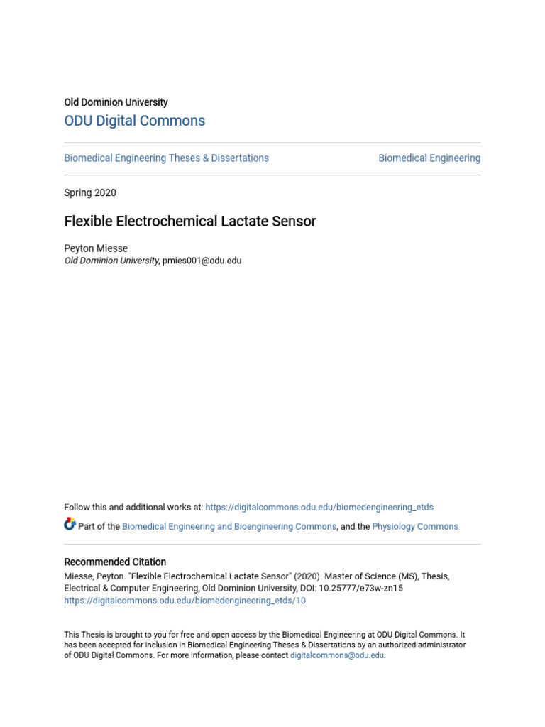 Flexible Electrochemical Lactate Sensor | PDF | Biosensor | Sensor